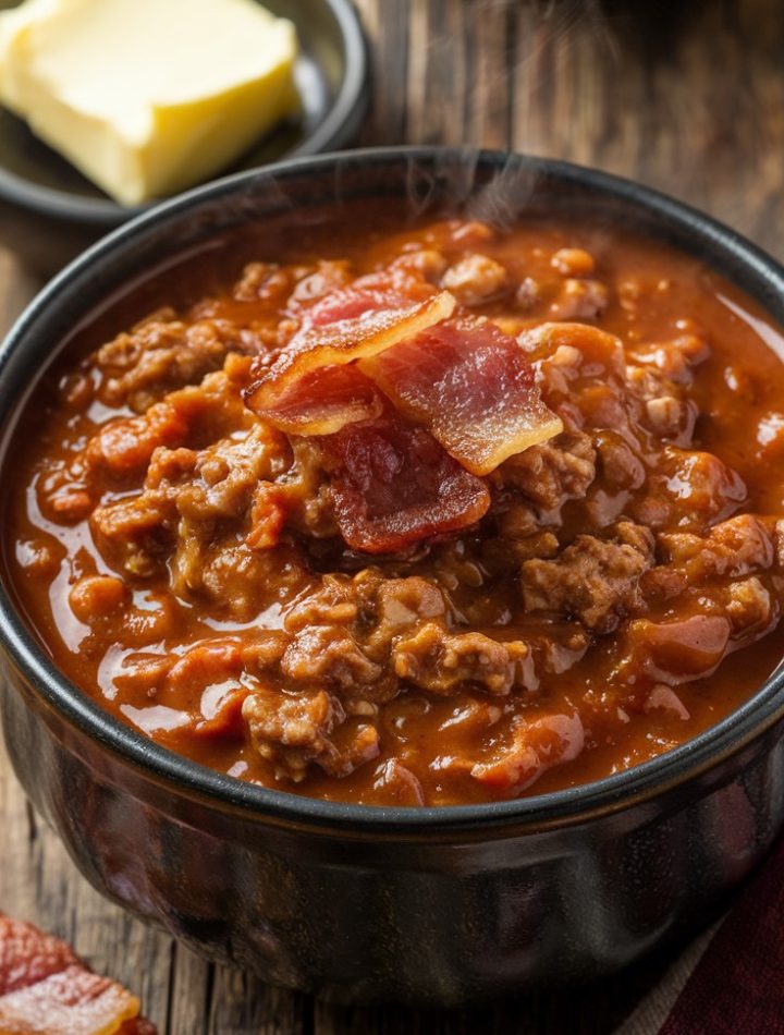 Carnivore Chili with Ground Beef & Bacon – Cover and Simmer